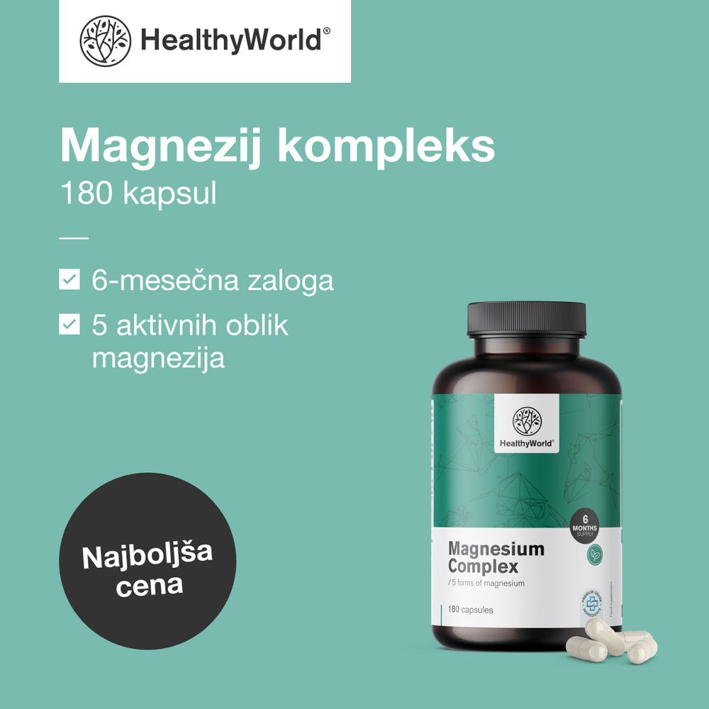 Magnezij kompleks, 180 kapsul - HealthyWorld.si